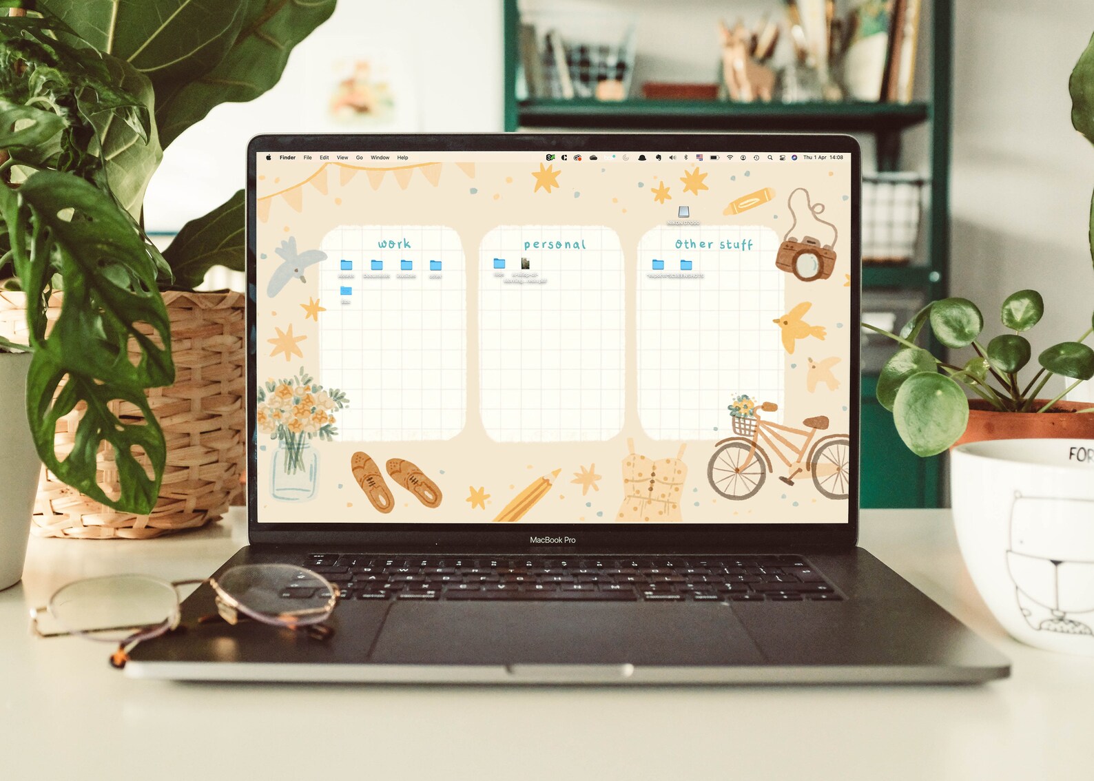 Slow Living Desktop Wallpaper Files & Folders Organiser Cute - Etsy