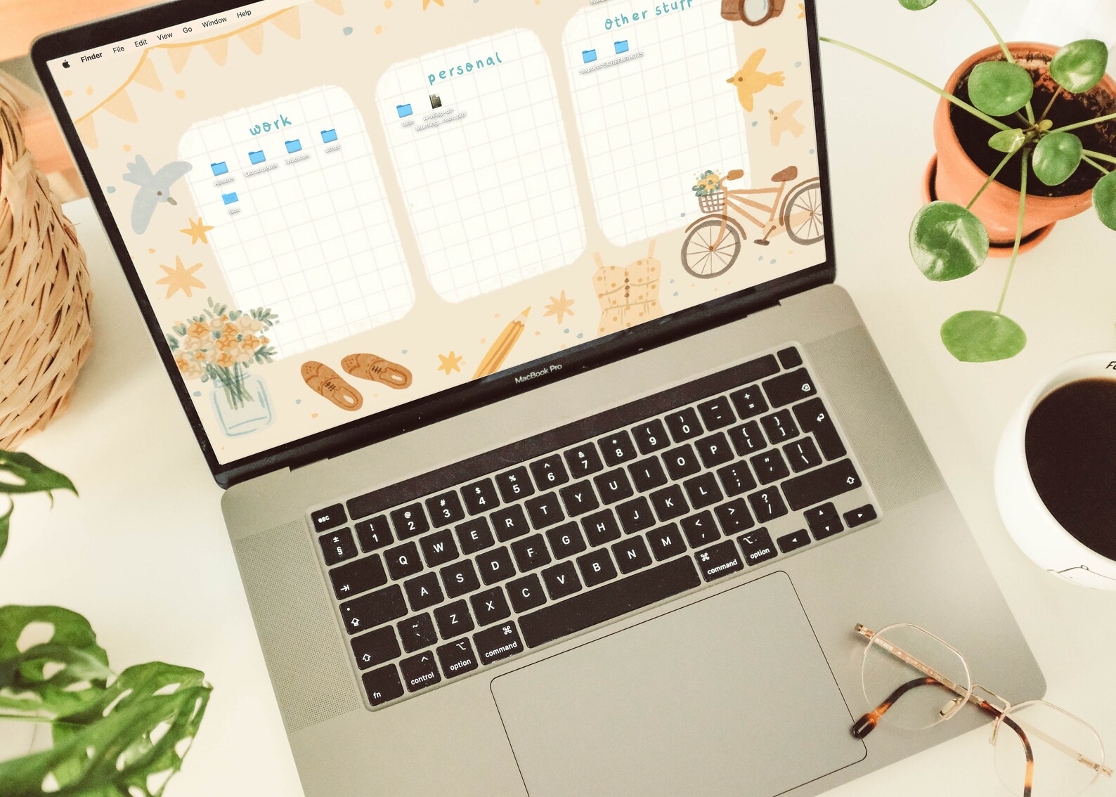 Slow Living Desktop Wallpaper Files & Folders Organiser Cute - Etsy