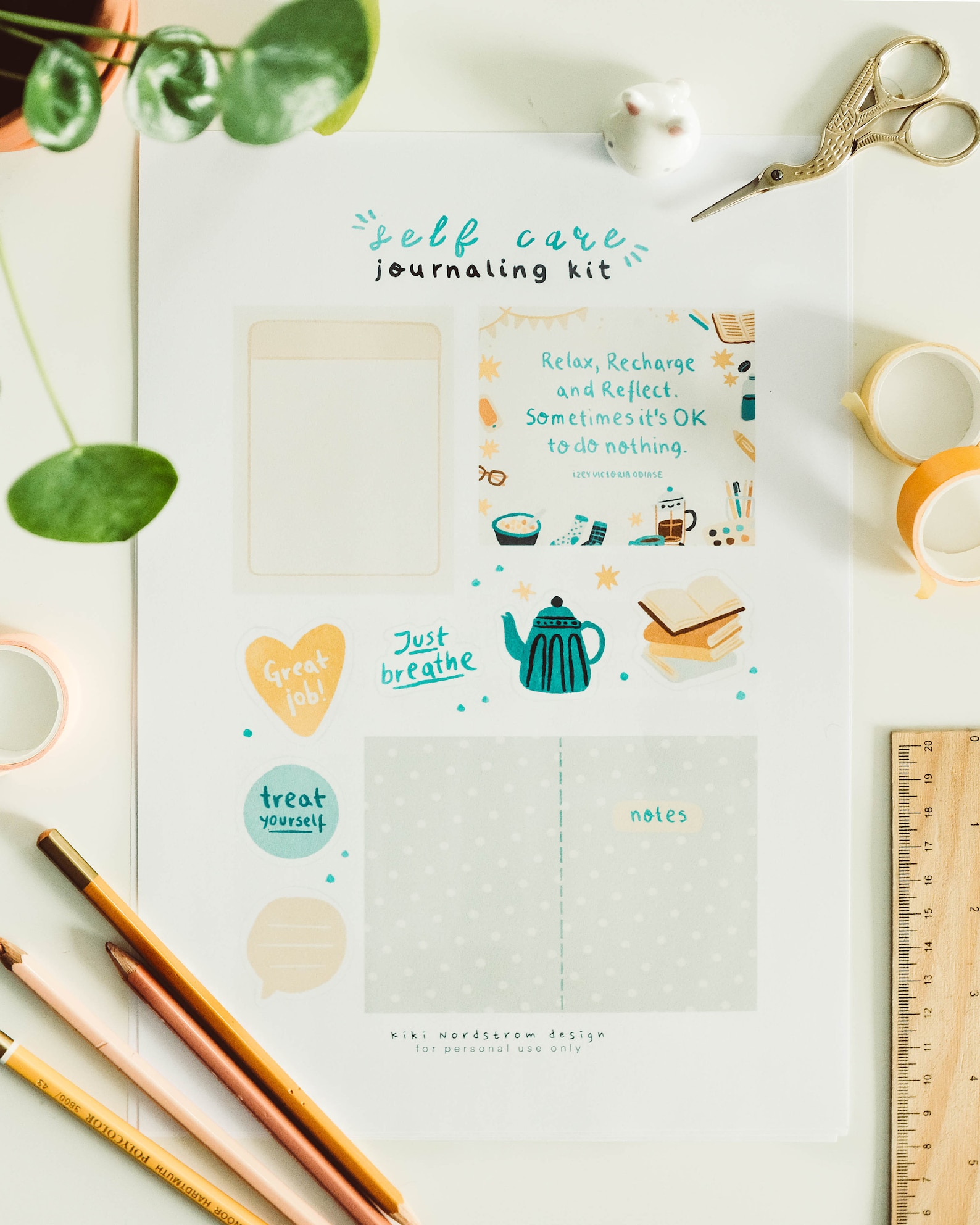Self Care Bullet Journal Printable Kit Cute Illustrated - Etsy