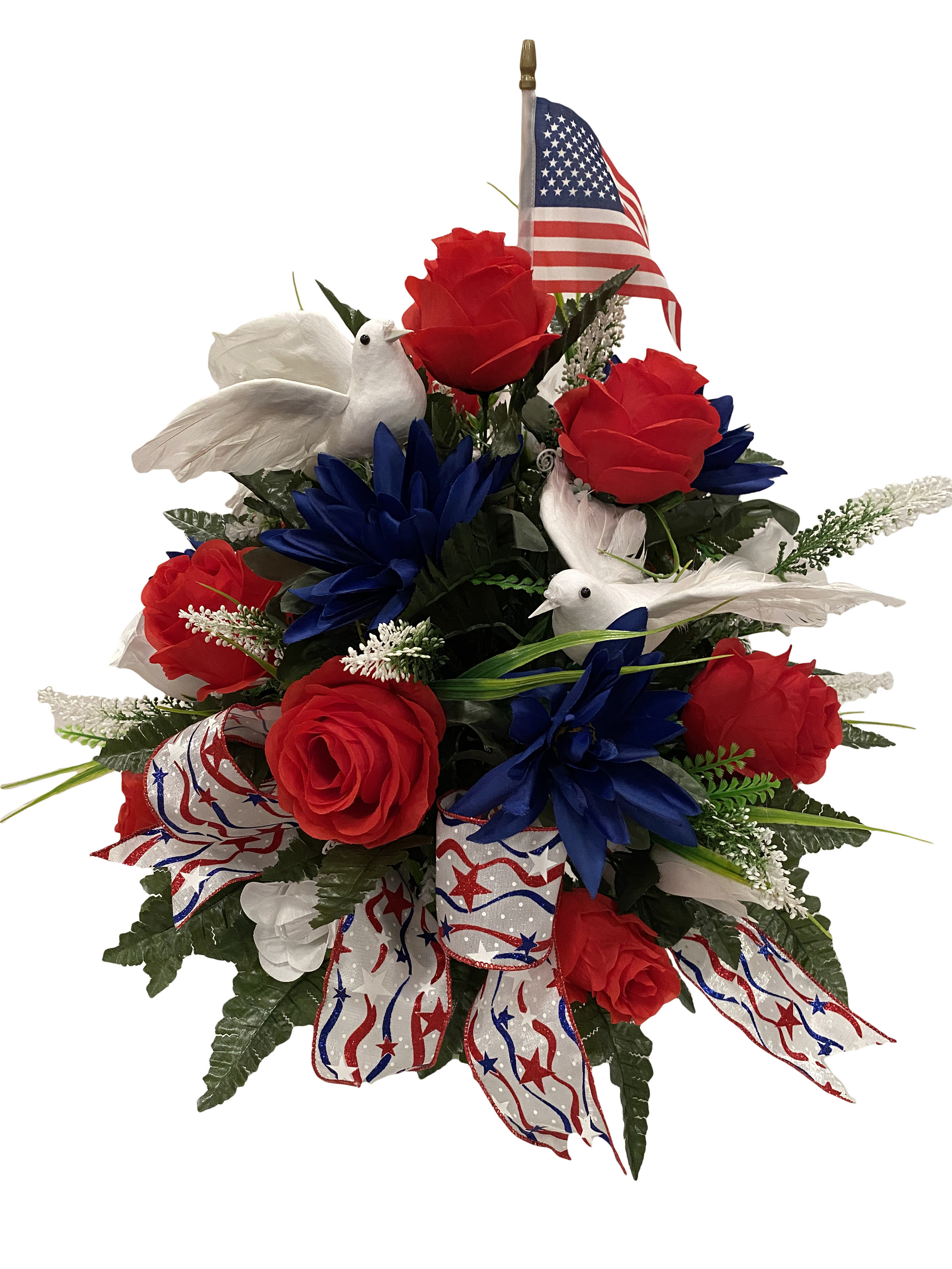 Beautiful Patriotic Memorial 4th of July Roses Cemetery Vase | Etsy