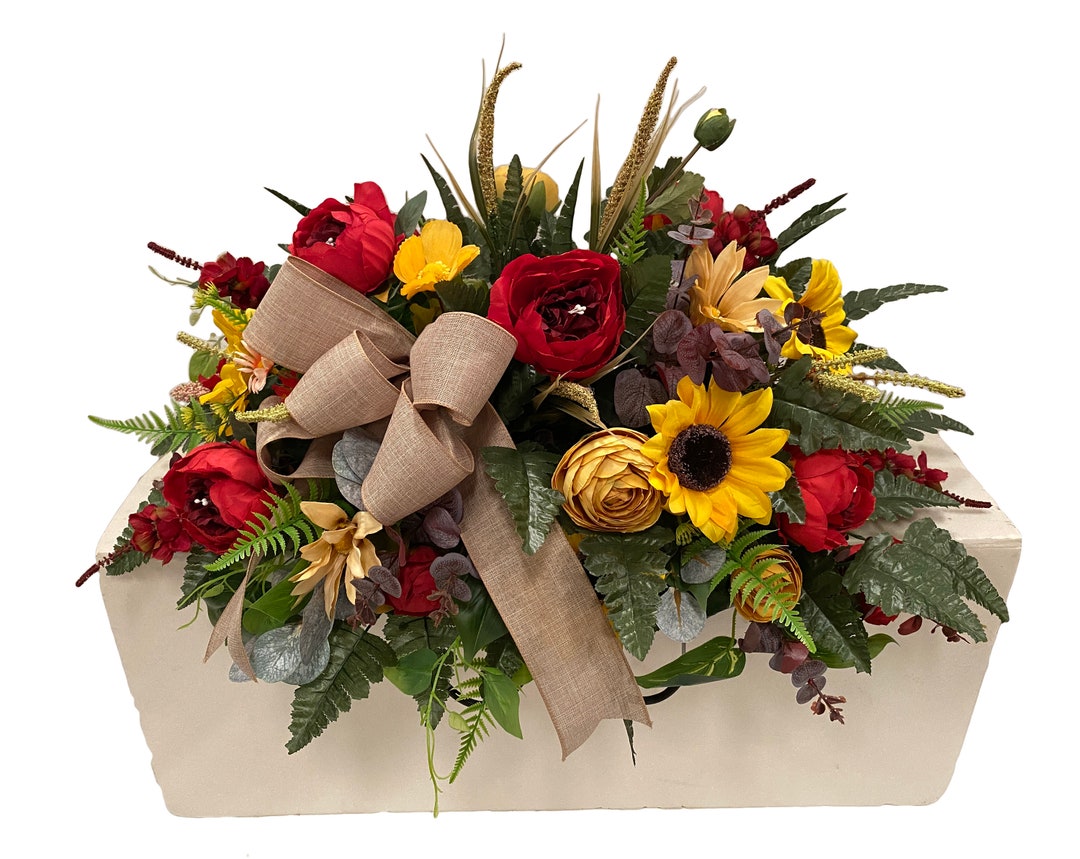 Autumn Mix Cemetery Saddle Fall Cemetery Flowers Cemetery Decoration ...