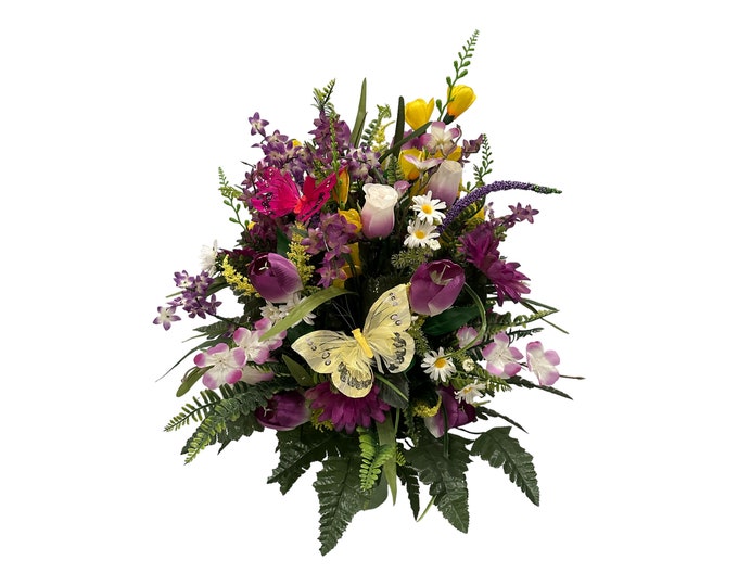 360 Degree All Around Rose Lily Vase Flower - Cemetery Flowers~cemetery ...