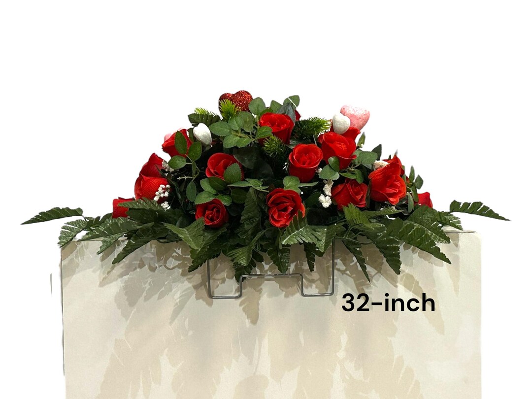 Red Rose Handmade Easter Flower Cemetery Saddle - Spring Cemetery ...
