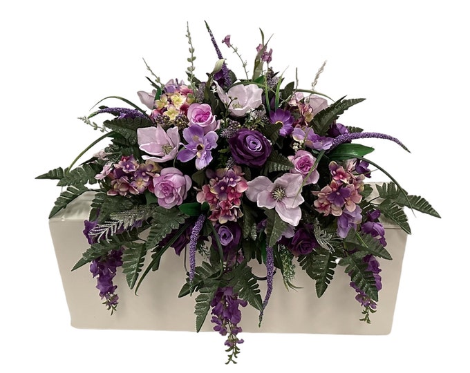 Purple and Lavender Cemetery Saddle - Spring Cemetery Flowers ...