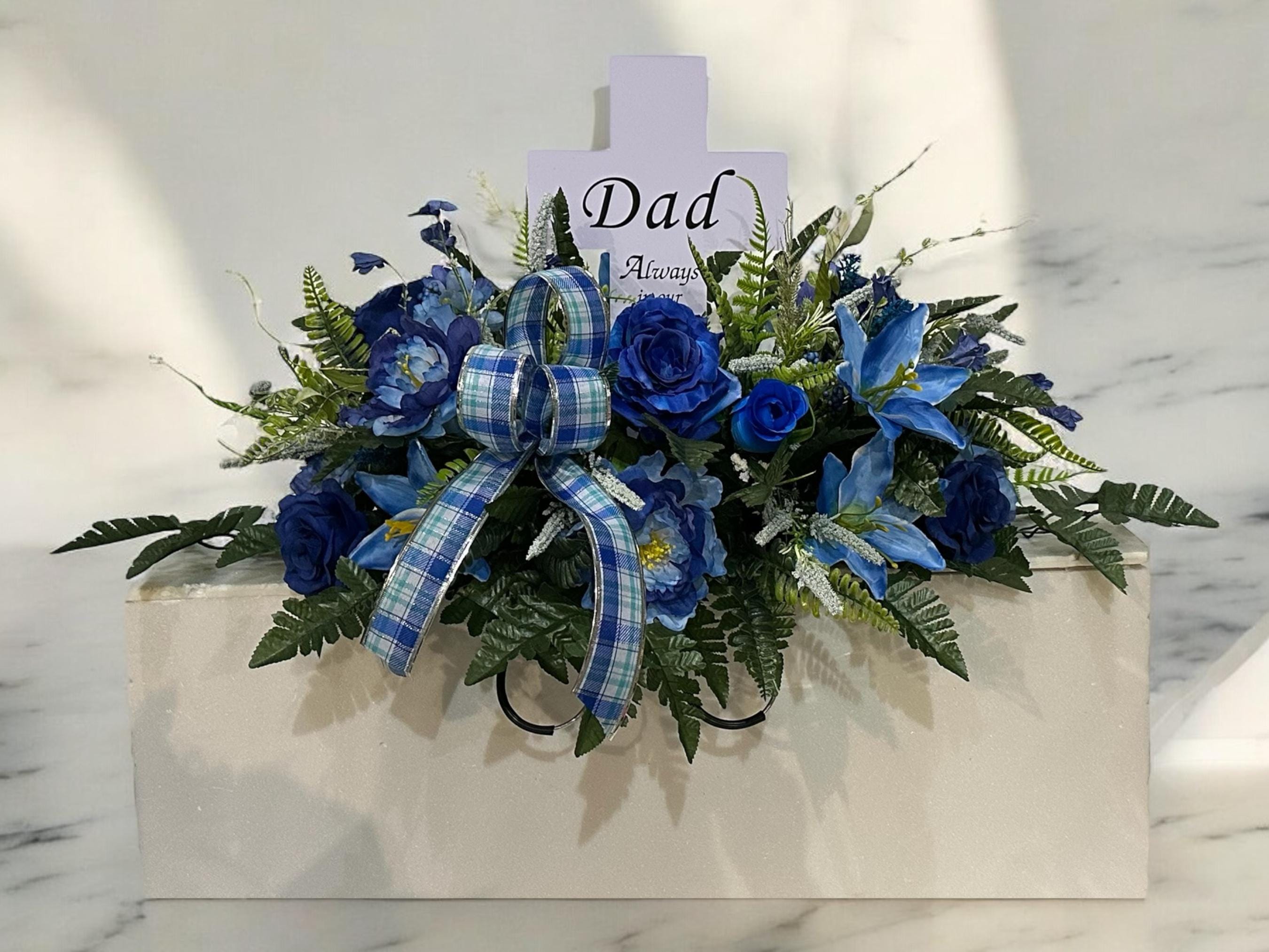 Blue Rose, Lily Cemetery Saddle - Spring Cemetery Flowers - Cemetery ...