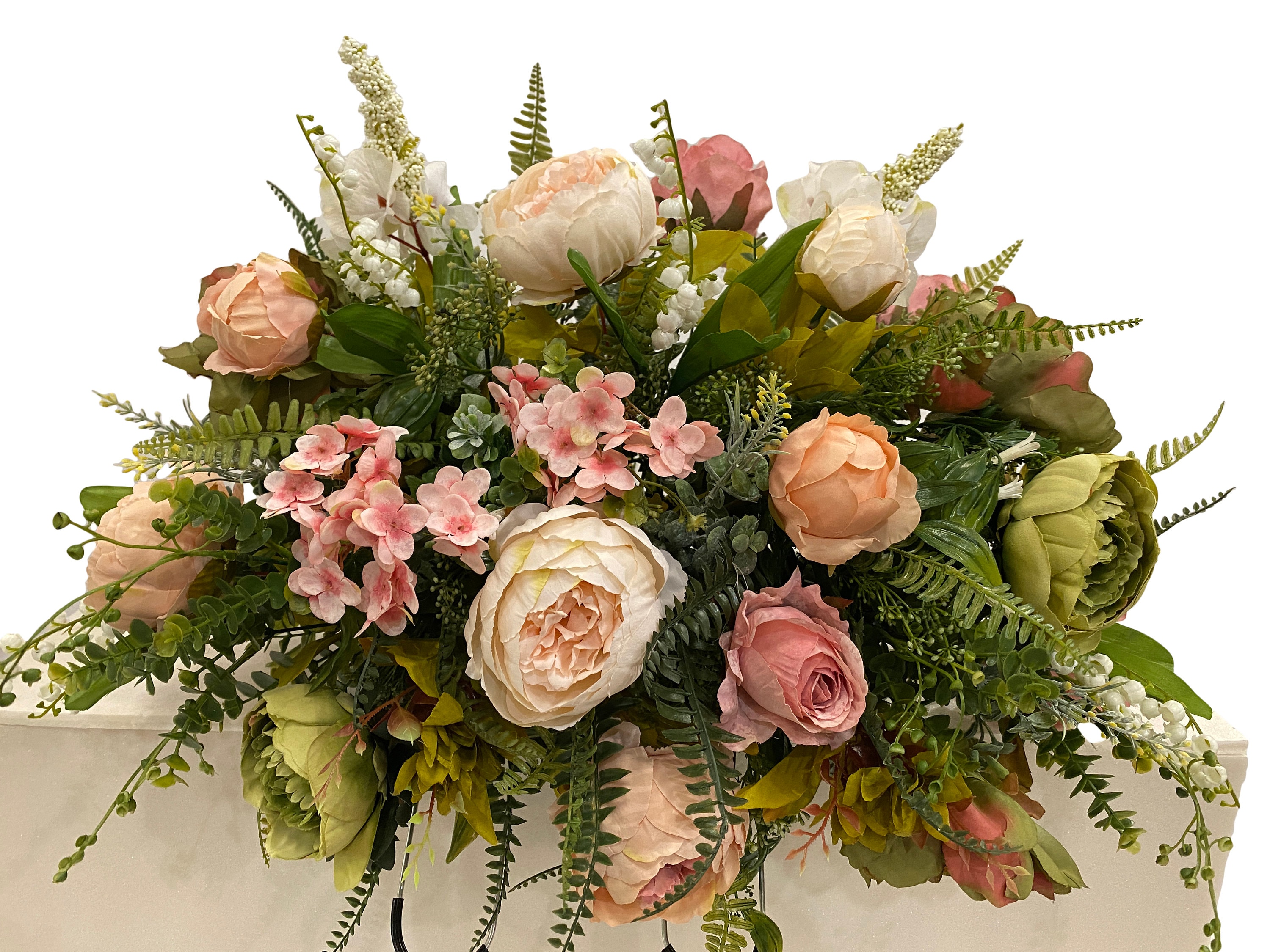 Peach, Cream Cemetery Saddle - Spring Cemetery Flowers - Cemetery ...