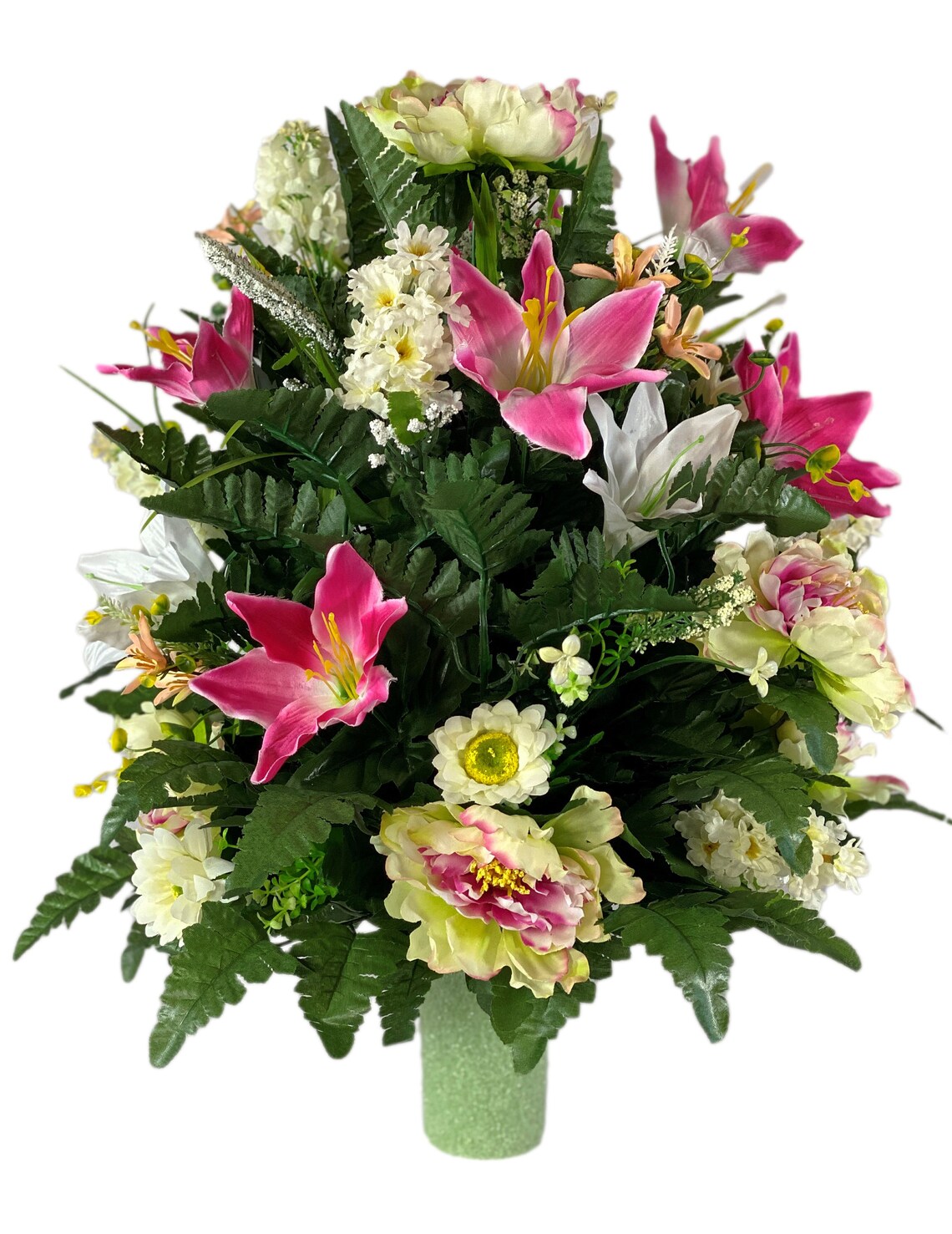 Peony Lily Vase Flower - Cemetery Flowers~ Large Cemetery Styrofoam ...
