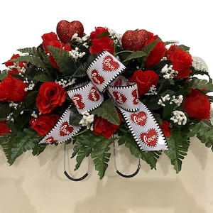 Red Rose Cemetery Saddle - Spring Cemetery Flowers - Cemetery ...