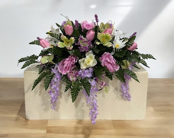 Cream Cemetery Saddle - Spring Cemetery Flowers - Cemetery Decoration ...