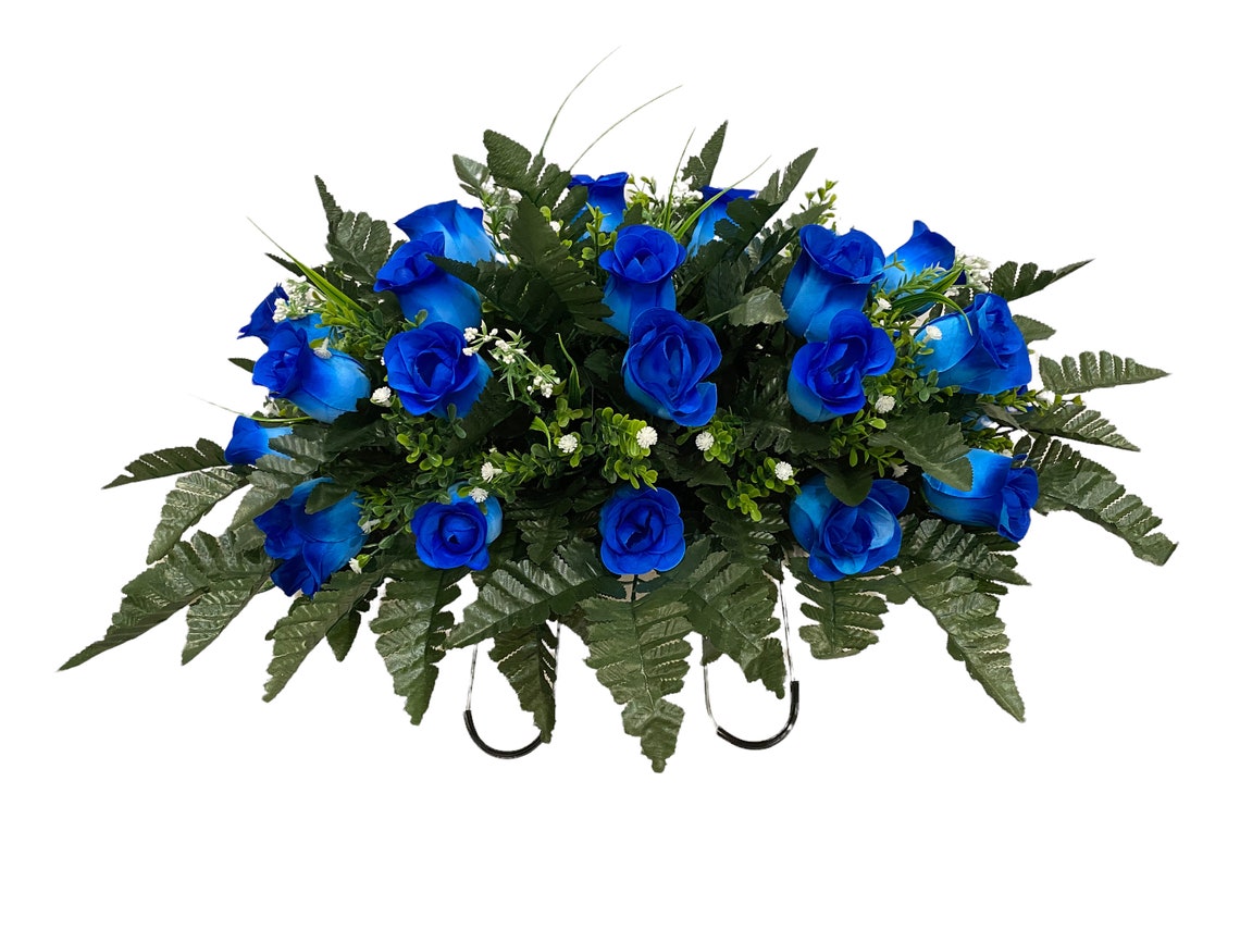 Blue Roses Cemetery Saddle Spring Cemetery Flowers - Etsy