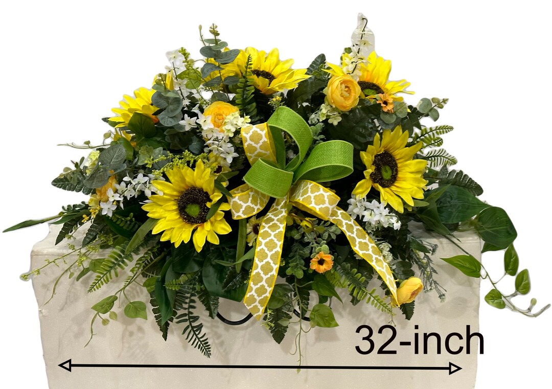 Sunflower Cemetery Saddle - Spring Cemetery Flowers - Cemetery ...