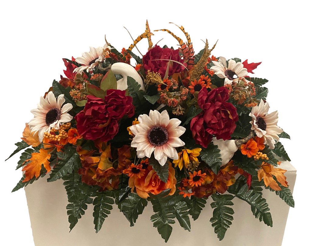 Autumn Mix Cemetery Saddle Fall Cemetery Flowers Cemetery Decoration ...