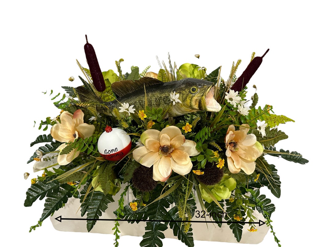 Fisherman Cemetery Saddle in Magnolia, Rose/bass Design, Fishing Grave ...