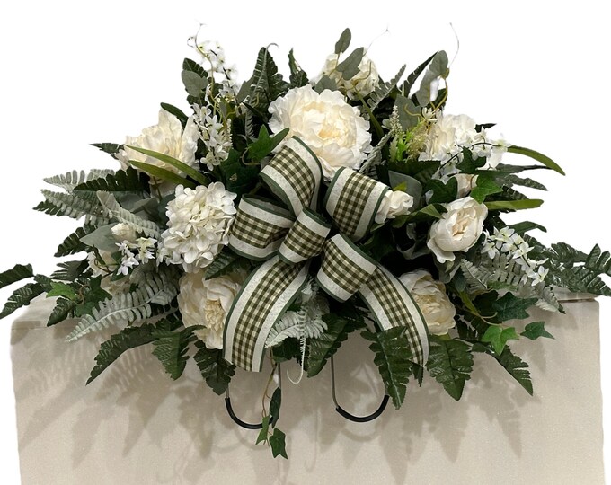 Cream Cemetery Saddle - Spring Cemetery Flowers - Cemetery Decoration ...