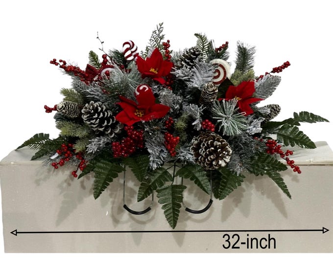 Handmade Christmas Cemetery Saddle - Fall Cemetery Flowers - Cemetery ...