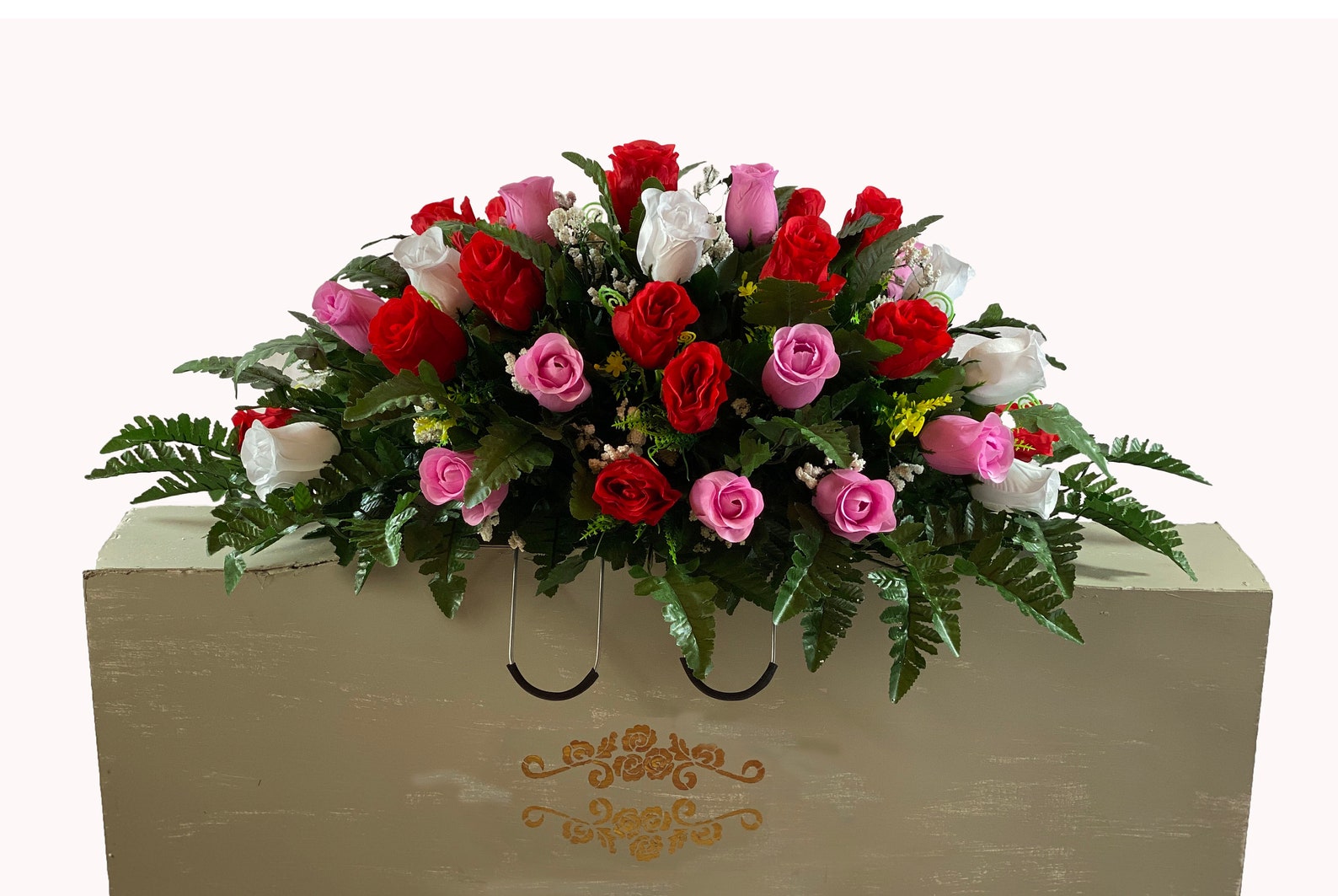 Red White Pink Rose Cemetery Saddle Spring Cemetery Flowers - Etsy