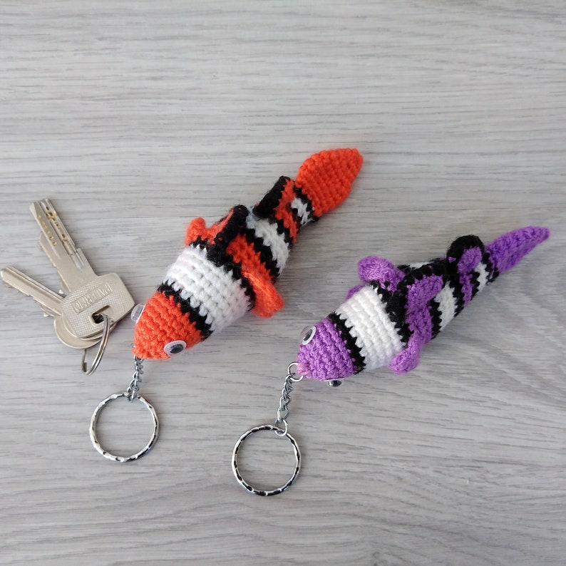 Crochet fish keychain Amigurumi key chain Fish bag charm | Etsy