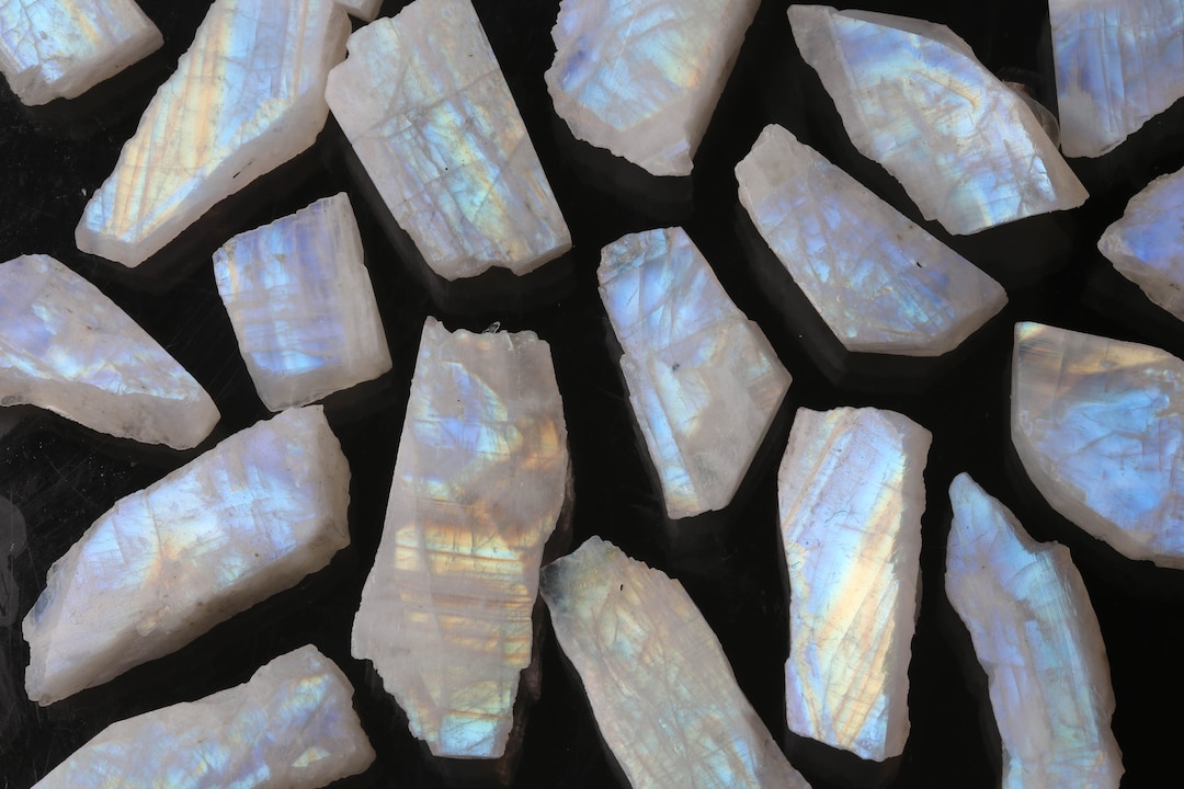 Medium Raw Moonstone Pieces, Rough Moonstone Slabs, June Birthstone, Bulk Raw Gemstones ...