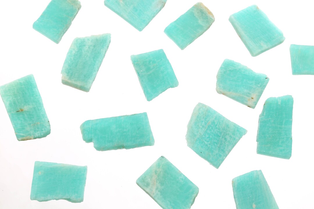 Large Dark Blue Raw Amazonite Slices, Rough Amazonite, Genuine ...