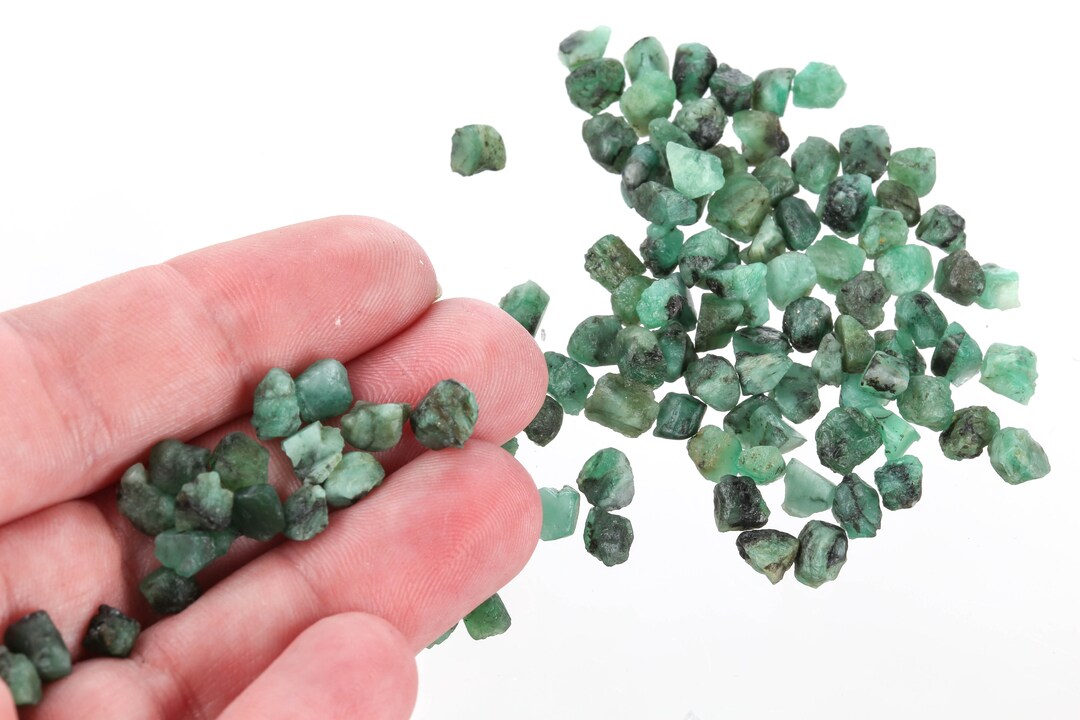 Tiny Raw Emerald Pieces, Rough Emerald, Genuine Emerald Crystal, May ...