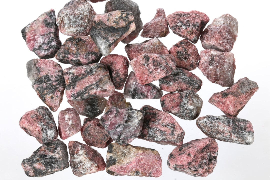 Raw Rhodonite Pieces, Rough Rhodonite, Genuine Rhodonite Crystal ...