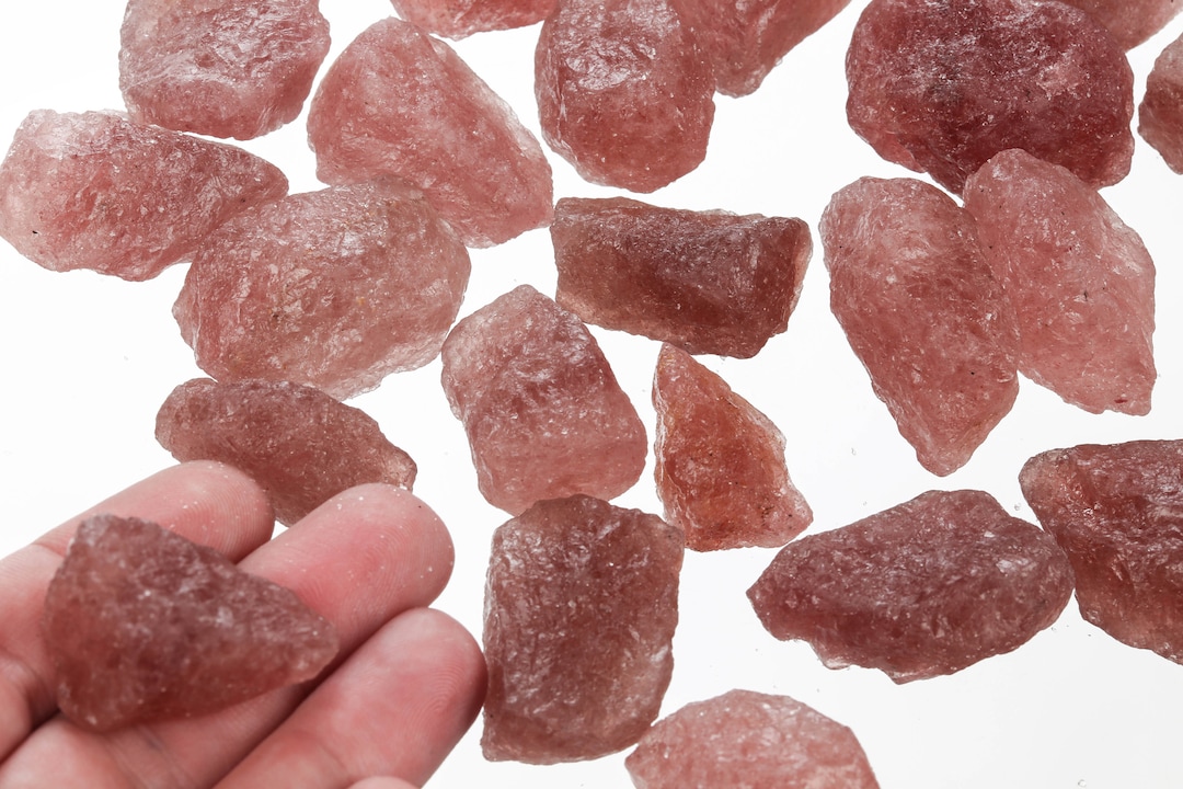 Large Raw Strawberry Quartz Pieces, Rough Strawberry Quartz, Genuine ...