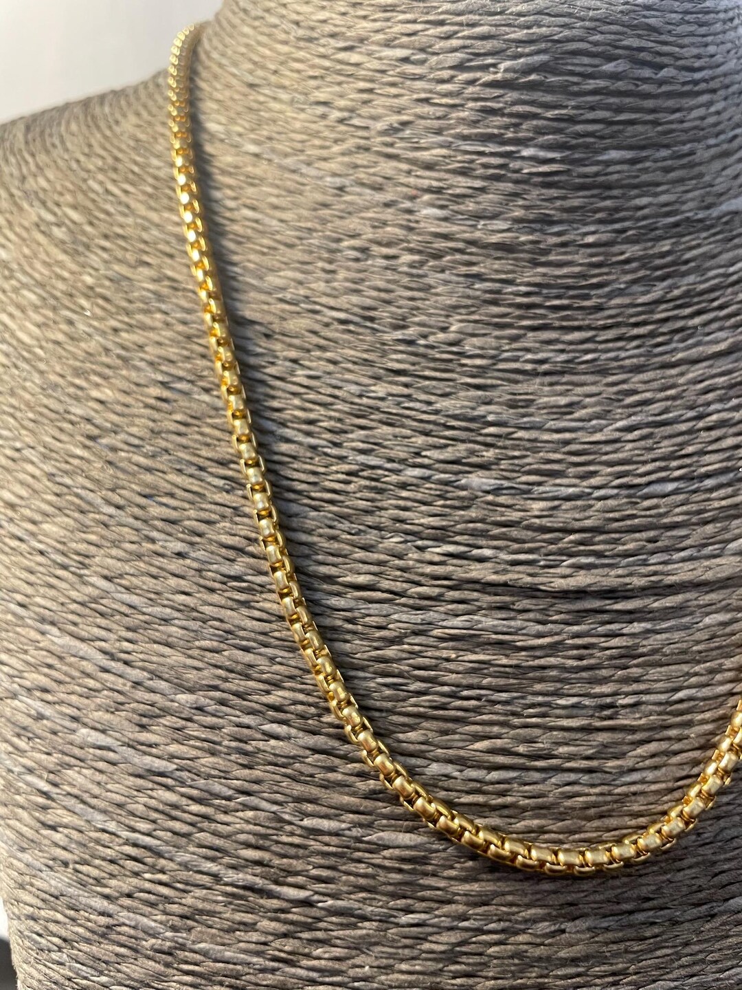 Stainless Steel Gold Plated Box Chain Necklace 24 Inch. 5 Mm - Etsy