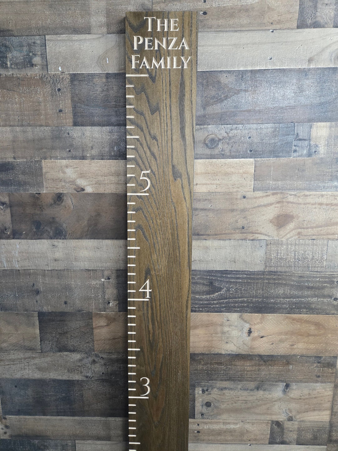 Growth Chart Height Chart Ruler Custom Name on Top Solid Wood Stained ...