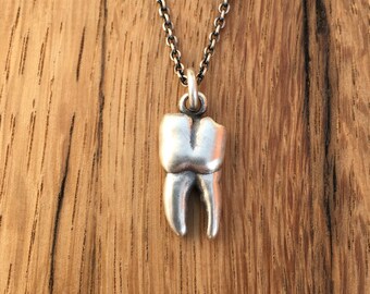 Sterling Silver TOOTH MOLAR Pendant and Chain Dental, Hygienest ...