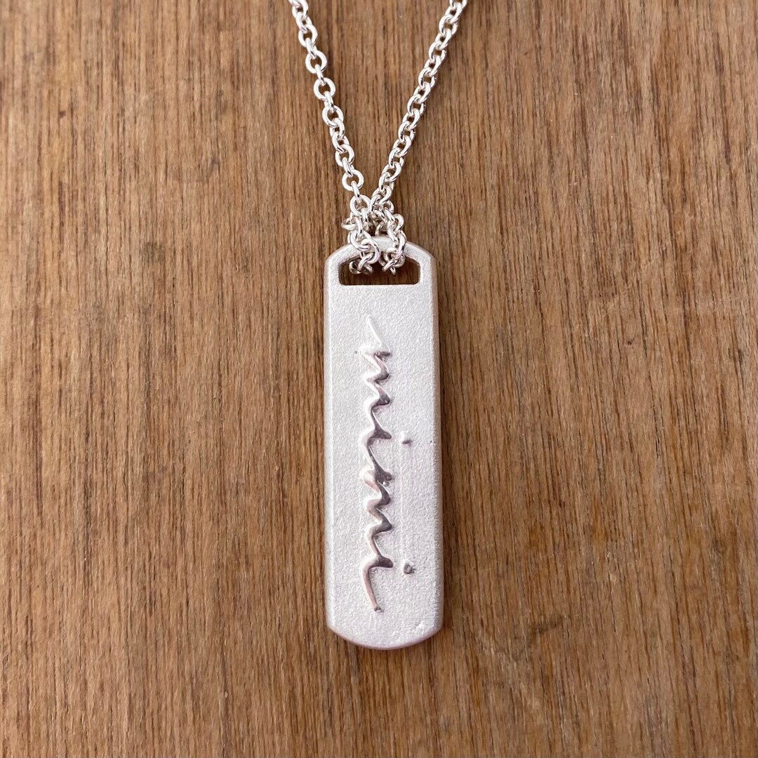 Mimi Modern Vertical Necklace Grandma Charm Pendant Sterling Silver - Etsy