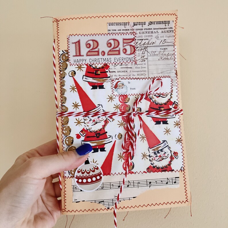 Paper, Party & Kids vintage handmade Christmas Mini Junk Journal santa ...