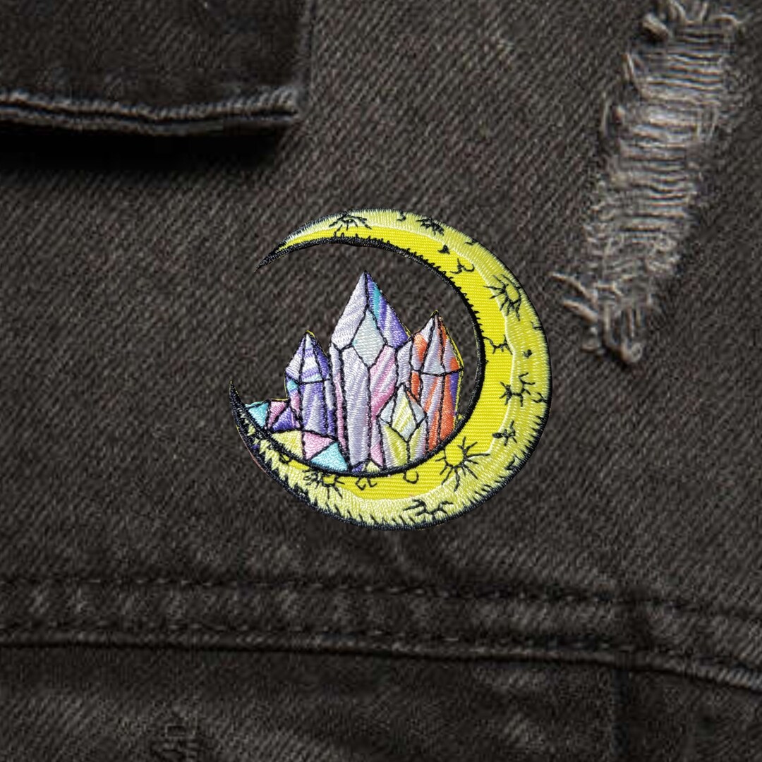Crystals Moon Iron on Patch Embroidery Patch Witchy Witchcraft Magic Crystal Halloween Spooky - Etsy