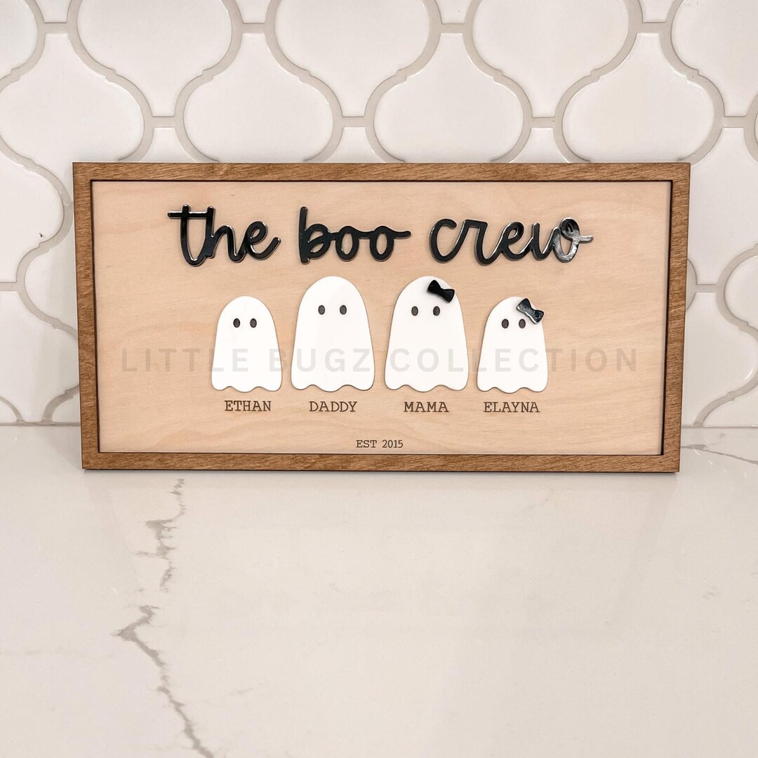 Our BOO Crew Sign, Family Halloween Sign, Personalized Ghost Family ...