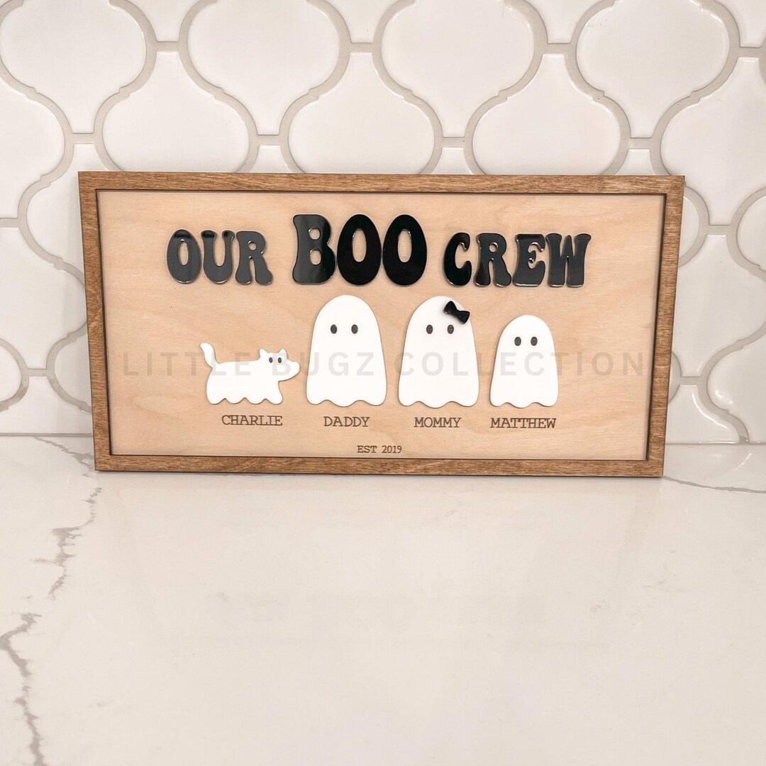Our BOO Crew Sign, Family Halloween Sign, Personalized Ghost Family ...