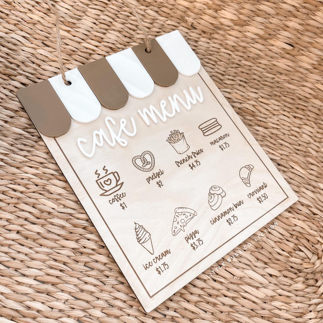 Personalized Pretend Play Cafe Sign | Kids Play Kitchen Decor | Market ...