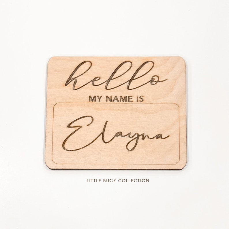 Hello My Name is Wooden Birth Announcement, Hospital Name Sign for Baby ...