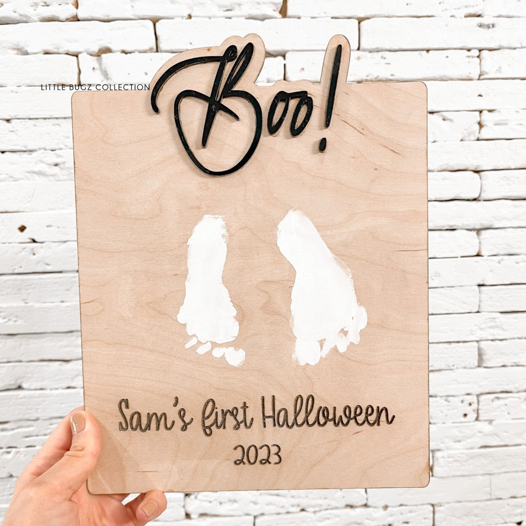 Boo! First Halloween Baby Footprint Sign, First Halloween Keepsake ...