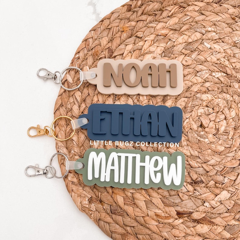Personalized 3D Acrylic Name Keychain, Kids Backpack Tag - Etsy