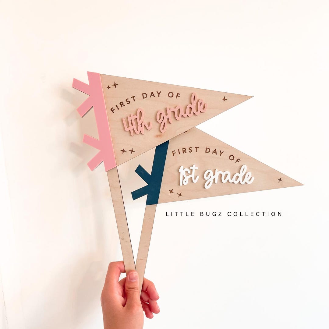 First Day of School Pennant Flag – Personalized Grade Photo Prop for ...