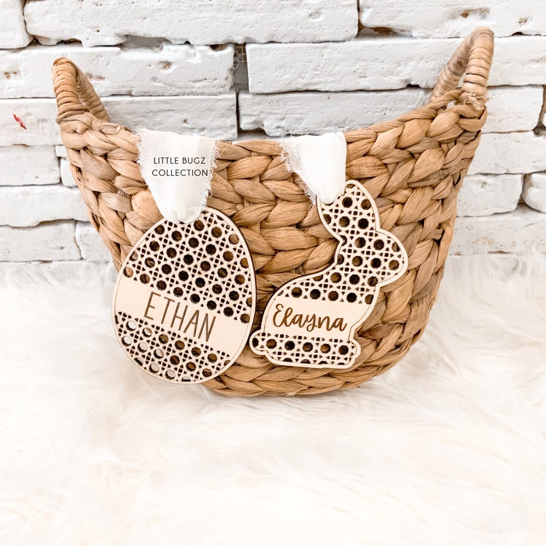 Rattan Easter Tag, Boho Easter Tag, Custom Tags for Easter ...