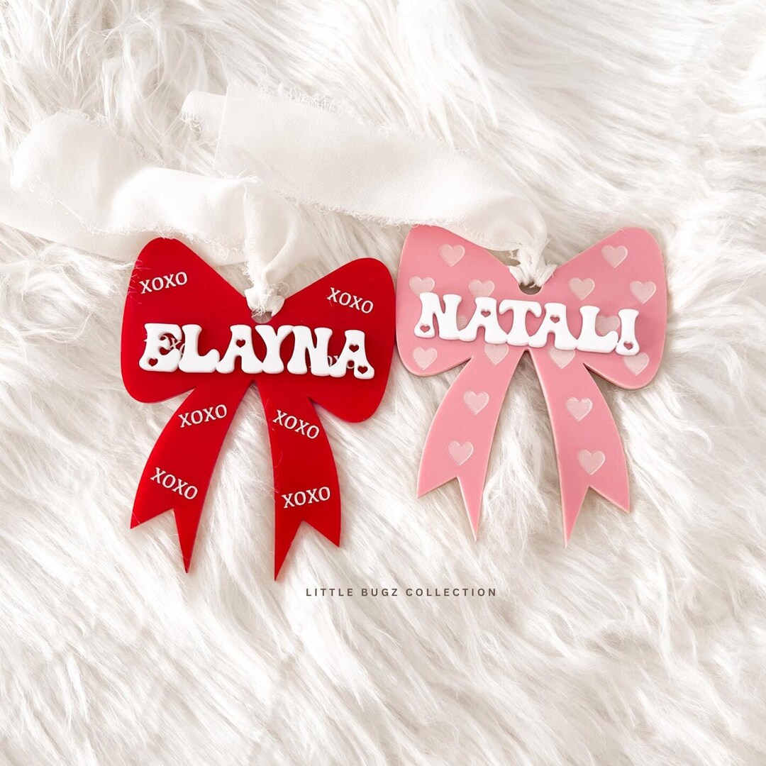 Valentine's Day Bow Tag, XOXO Heart Gift Tag, Valentine's Day Heart Tag ...