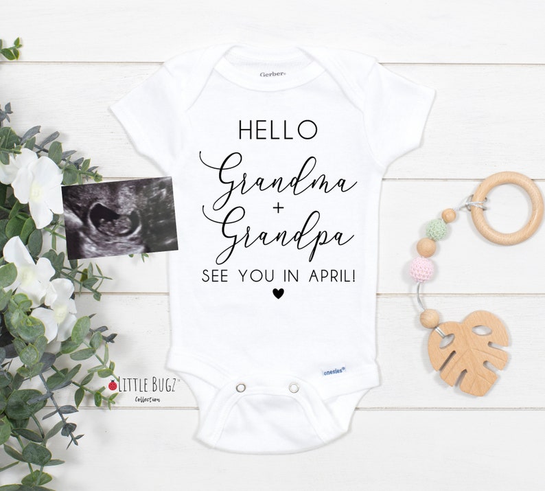 Hello Grandma Grandpa Baby Onesie®baby Announcement to - Etsy