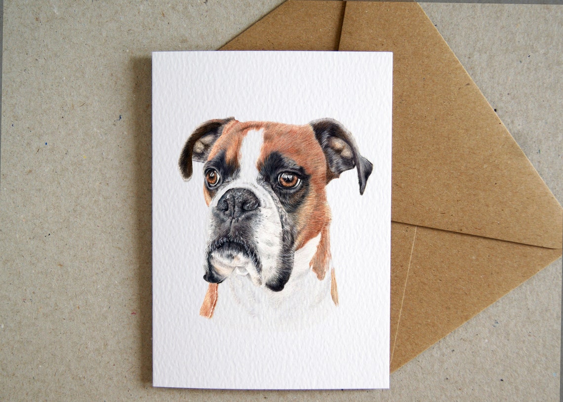 Boxer Greeting Card Boxer Gift Dog Card Fine Art Card - Etsy