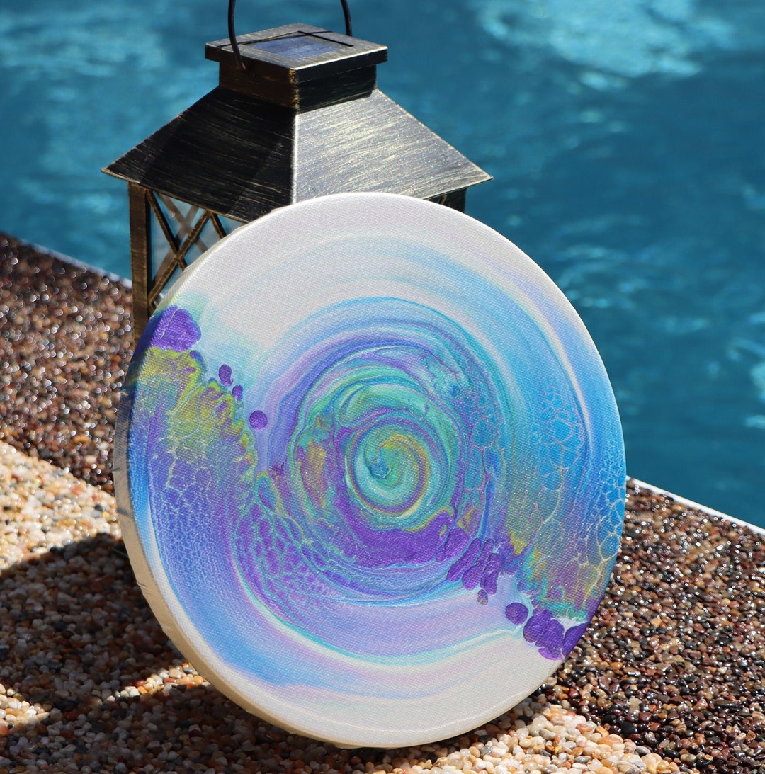 Spin Swipe Acrylic Pour Painting on a 10 Inch Round Canvas - Etsy