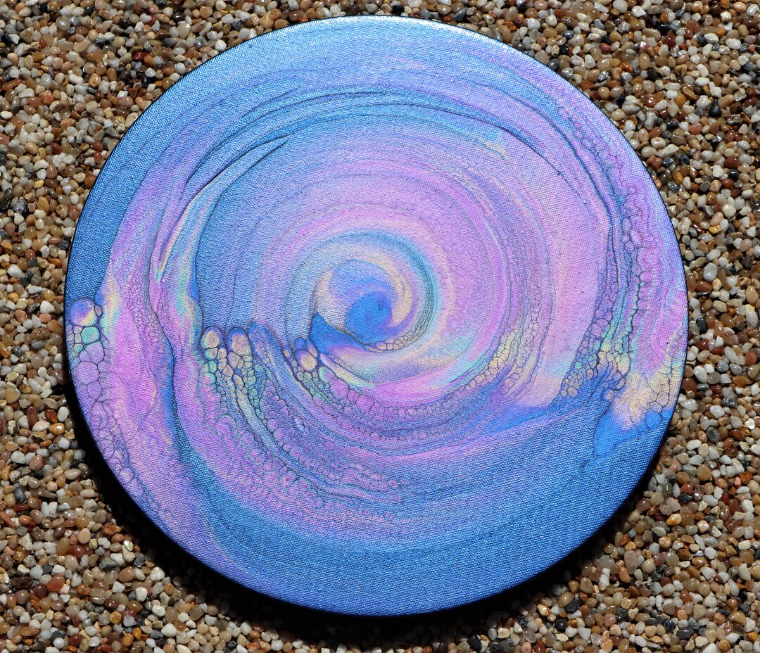Spin and Swipe Acrylic Pour Painting: 12" Round Canvas Art - Etsy