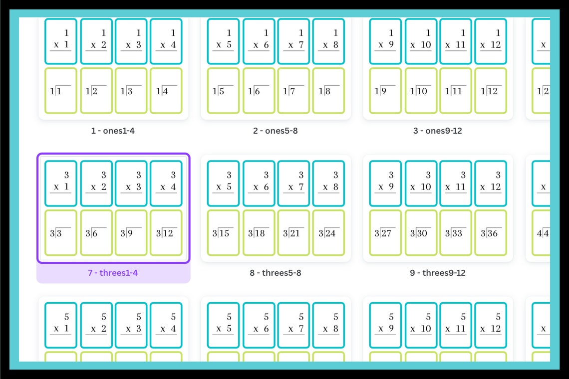 Multiplication / Division Flashcards sea - Etsy