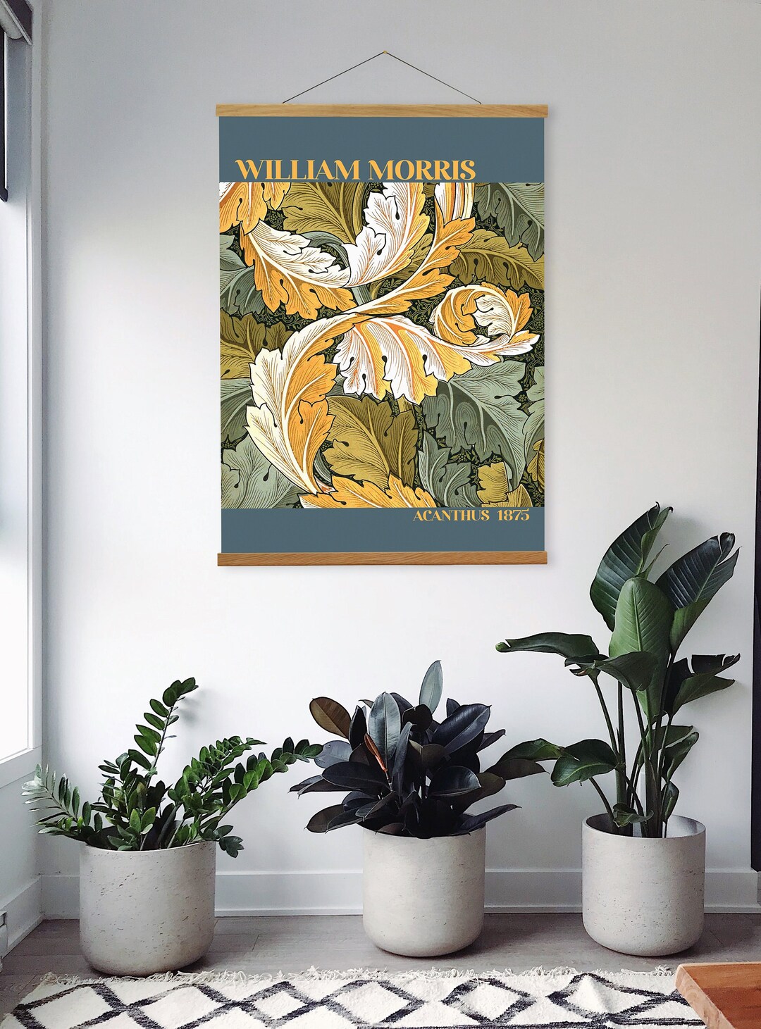 William Morris Canvas Hanging and Wooden Hanger Art Frame, Flowers ...