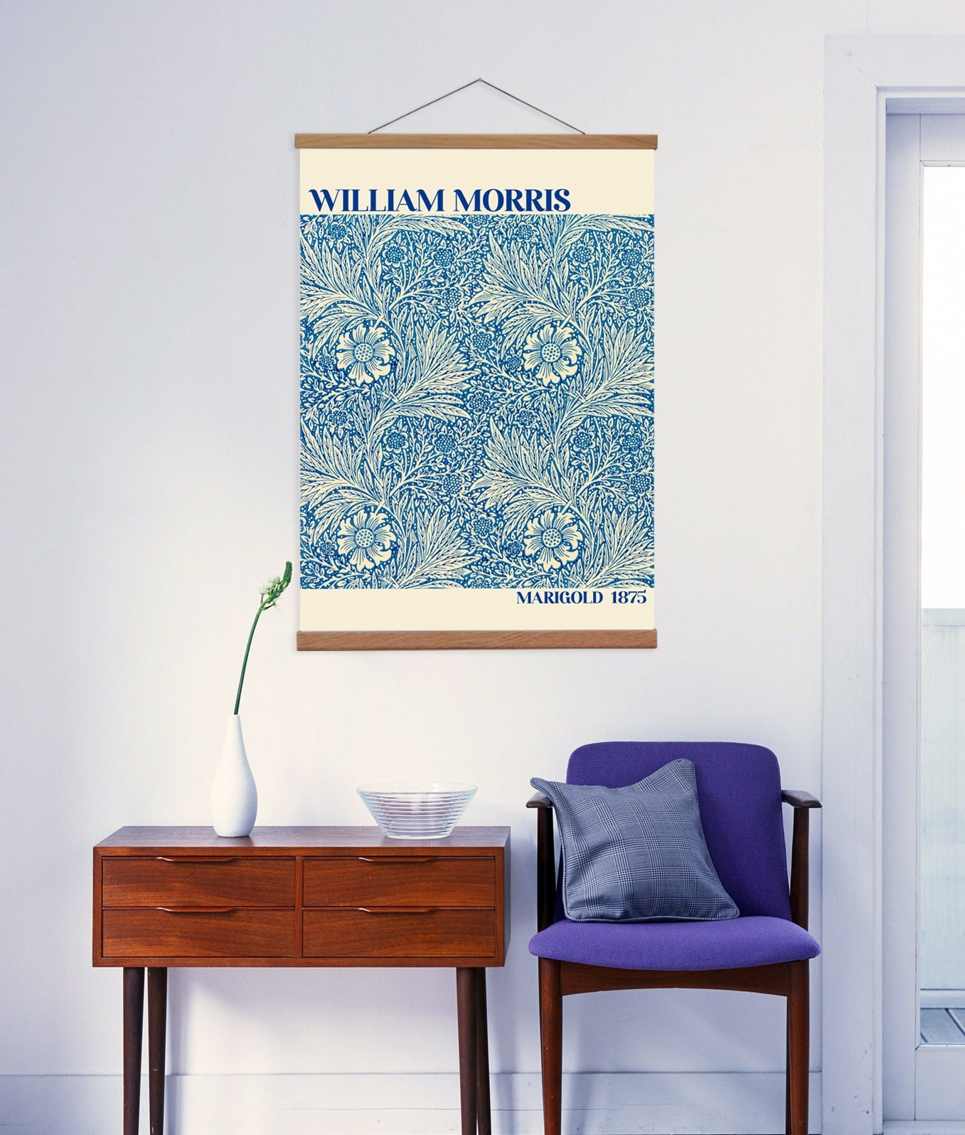 William Morris Marigold Canvas Hanging, Wooden Hanger Art Frame - Etsy UK