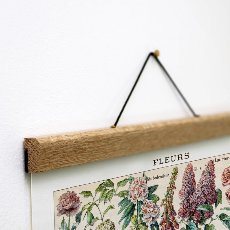 Vintage Botanical Canvas Hanging and Wooden Hanger Art Frame | Etsy