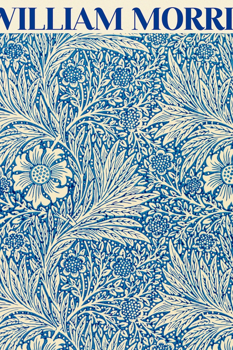 William Morris Marigold Canvas Hanging, Wooden Hanger Art Frame - Etsy UK